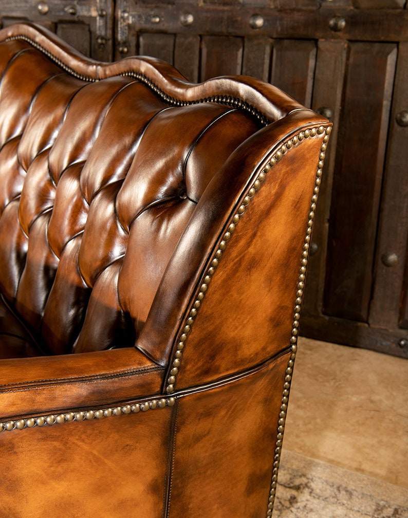 Victoria Tufted Leather Sofa | Fine Furniture | Rustic Elegance ...