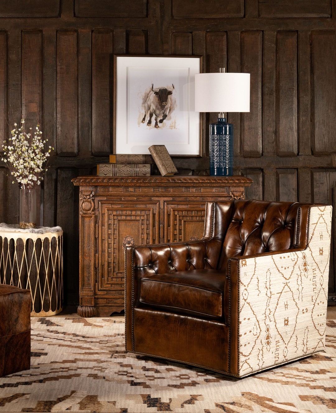 Carlsbad Swivel Chair | Tufted | Leather | Fabric | Southwestern ...