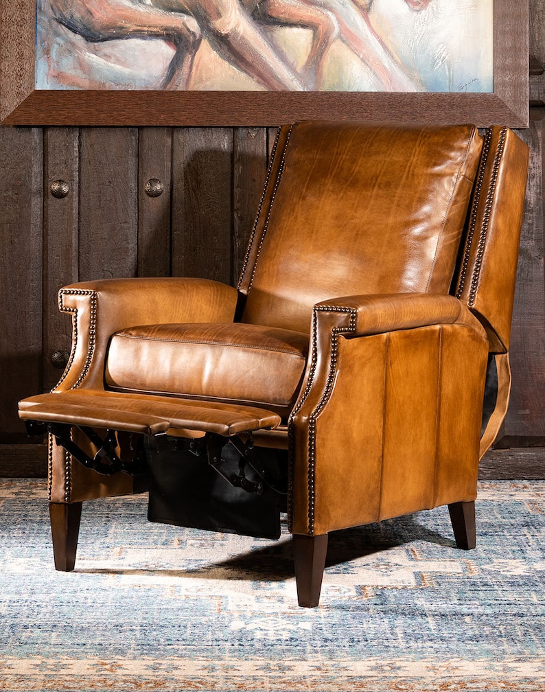 Ghent Saddle Leather Recliner | Modern Rustic | American Made | Top ...