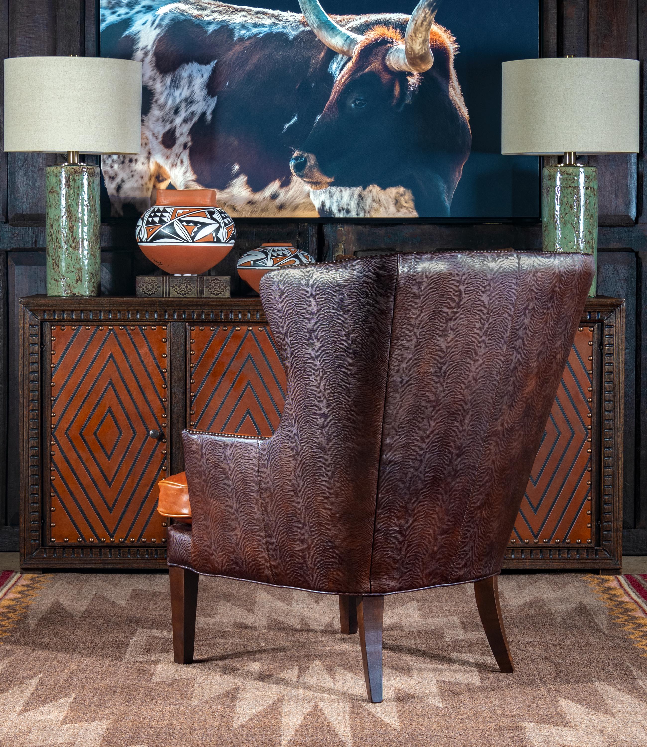 Top Grain Leather Wingback Chair | Cognac Waxed, American Made - Etsy