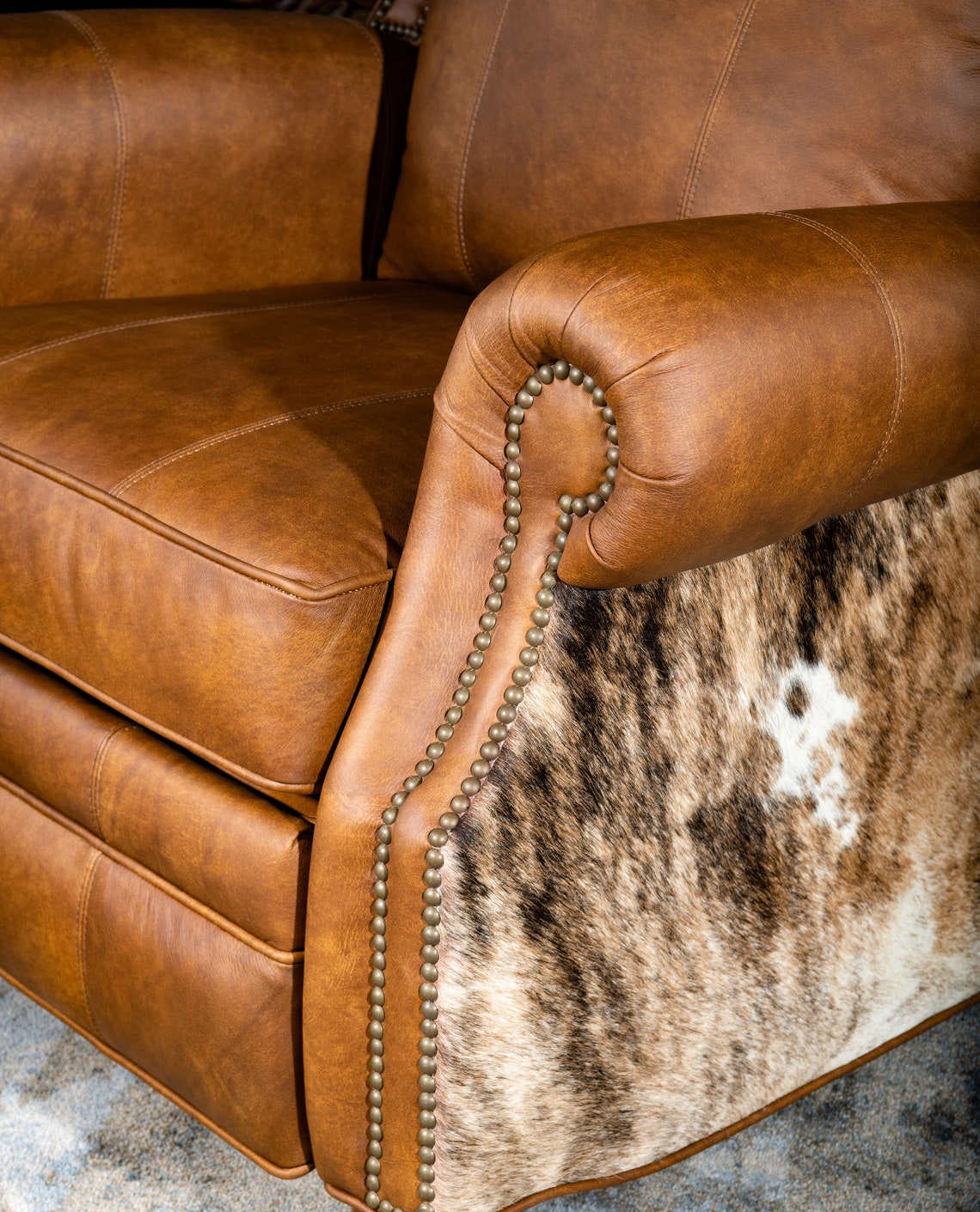 Cowboy Brindle Recliner | Leather | Cowhide | Oversized | High Quality ...