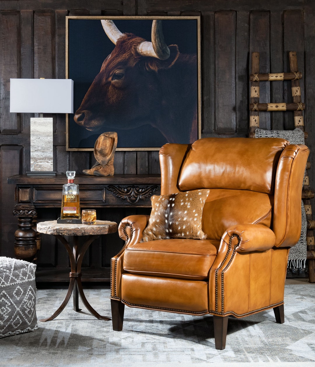 Jameswood Leather Recliner | Bustle Back | Wingback | American Made ...