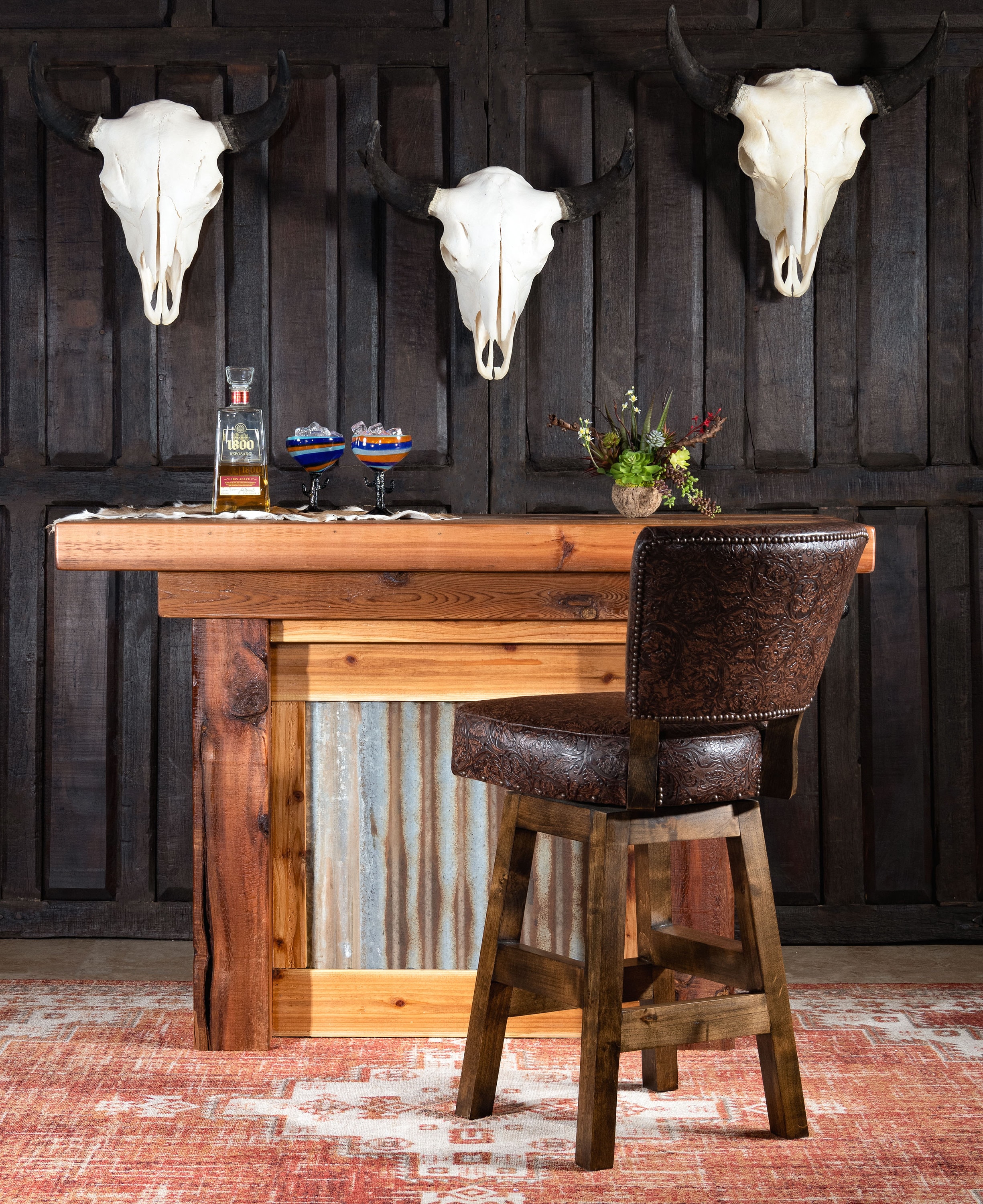 Chisum Western Armless Barstool | Southwestern | Western Ranch Style ...