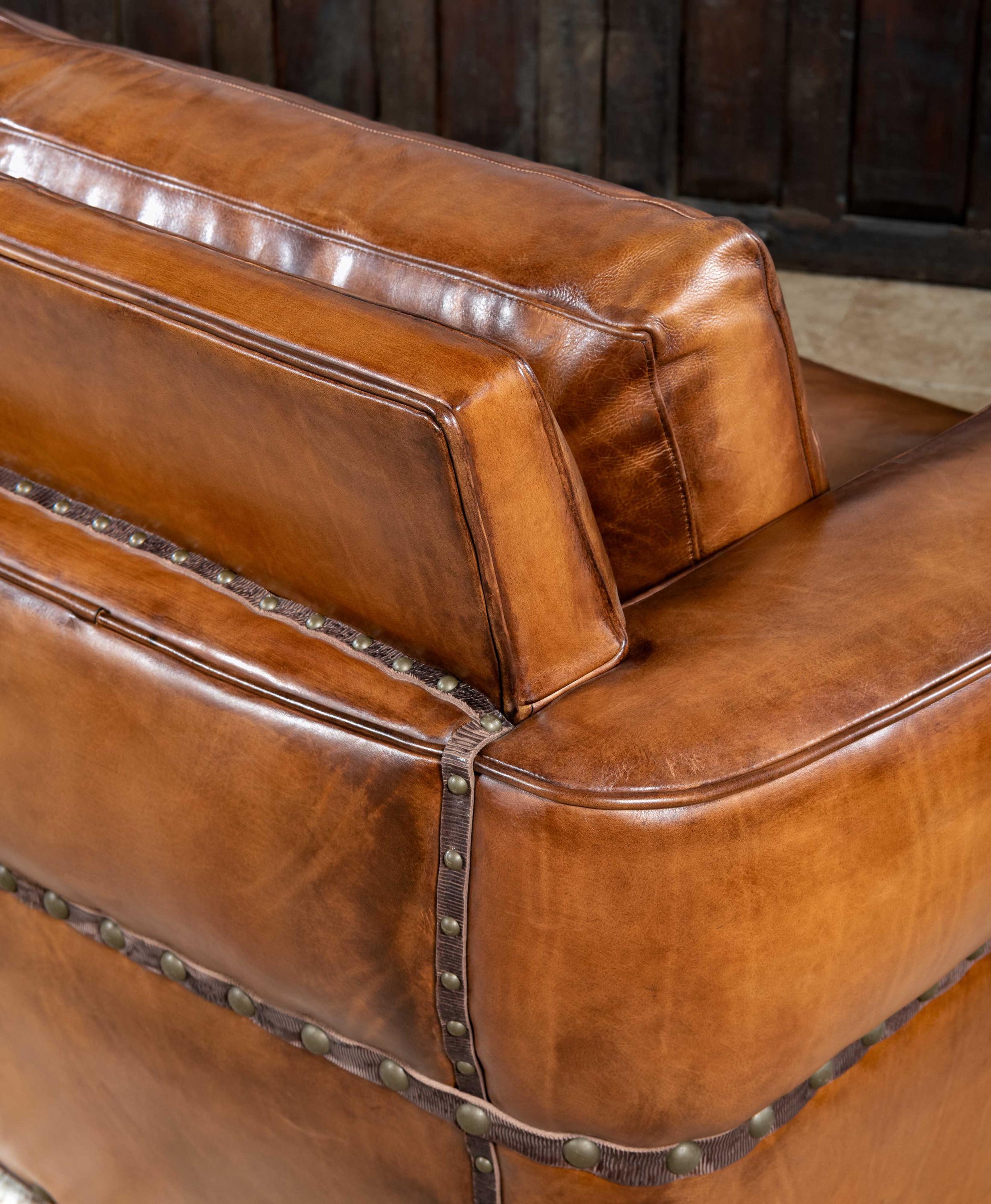 Drover Leather Sofa | Modern Rustic | American Made | 8 Way Hand Tied ...