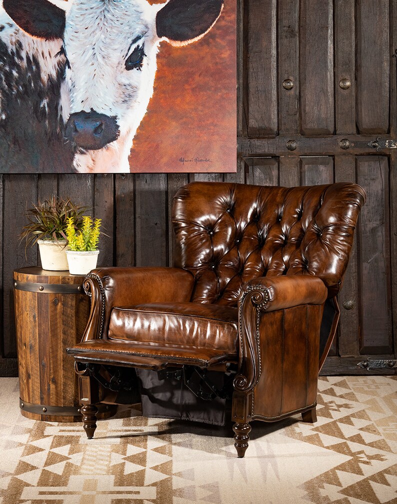 Camden Leather Recliner | Saddle Leather | Tufted | Traditional ...