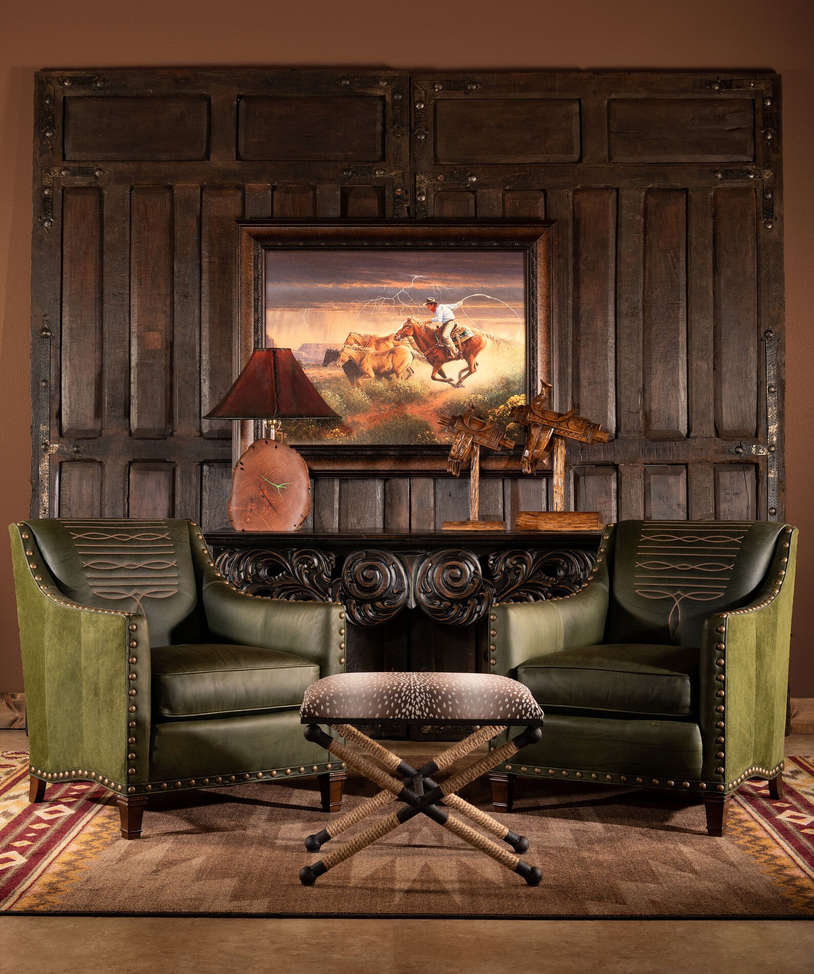 Cassidy Olive Leather Chair | Leather | Western | American Made - Etsy