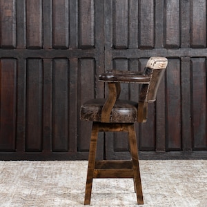 Aryanna Leather Swivel Barstool | Southwestern Western Style - Etsy