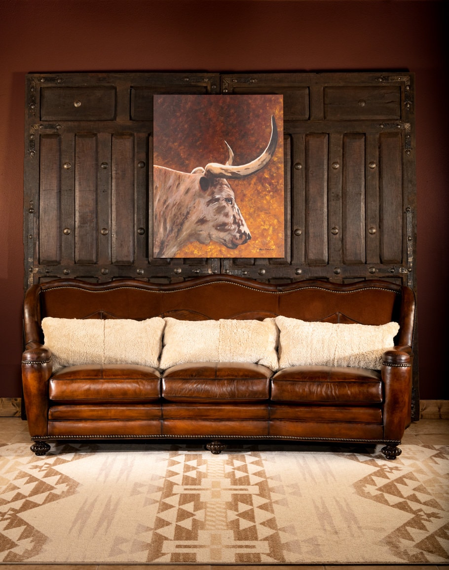 Maverick Leather Sofa Western American Made High End Distressed Etsy