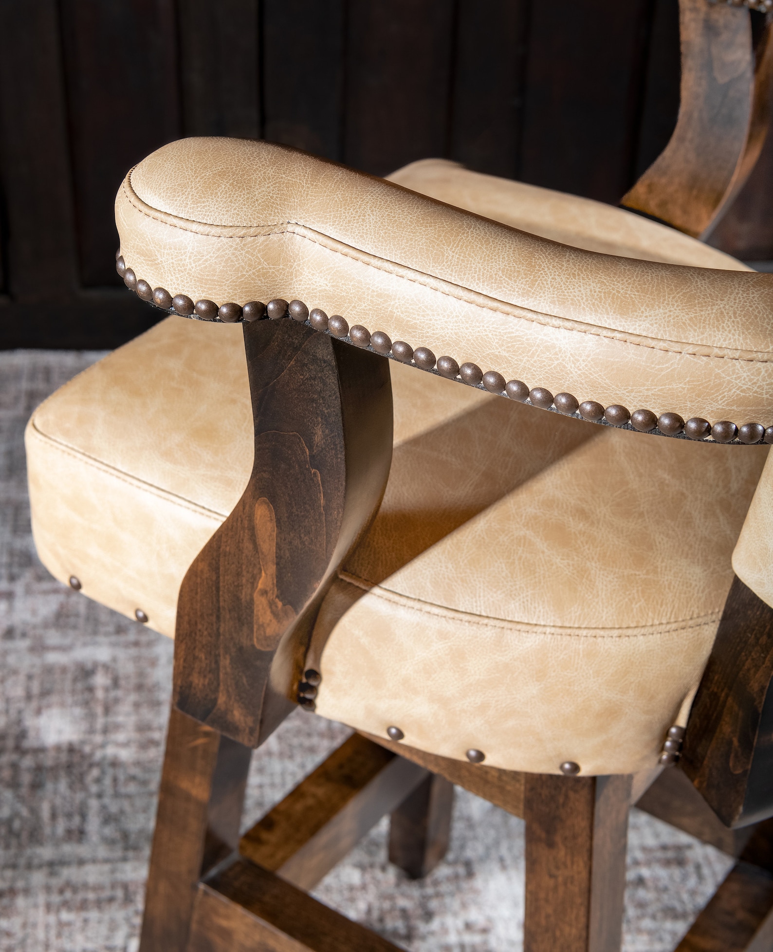 Chisum TX Palomino Barstool | Full Grain Leather | American Made - Etsy