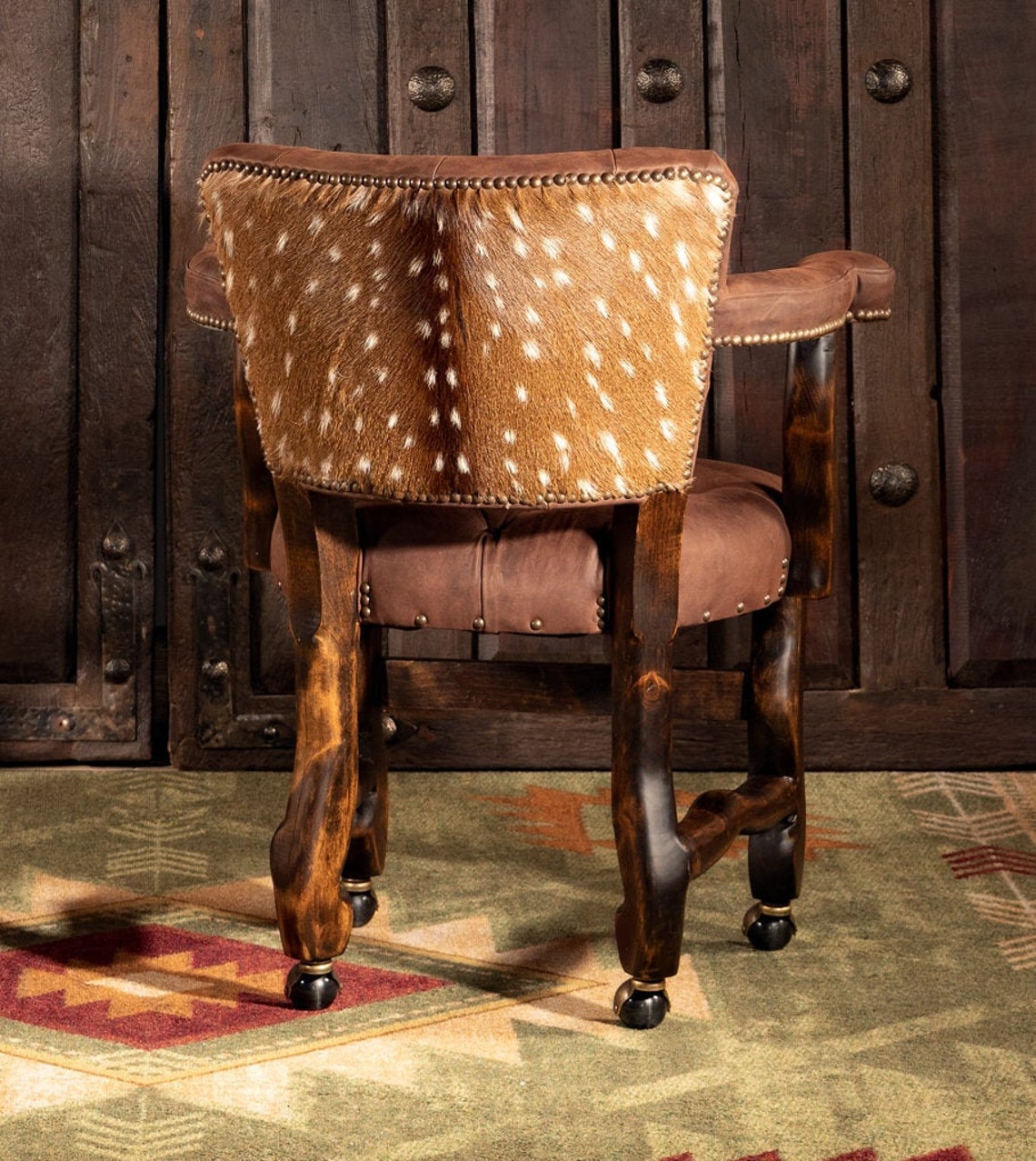 Axis Hide Game Chair | Tufted Leather | Hair on Hide - Etsy