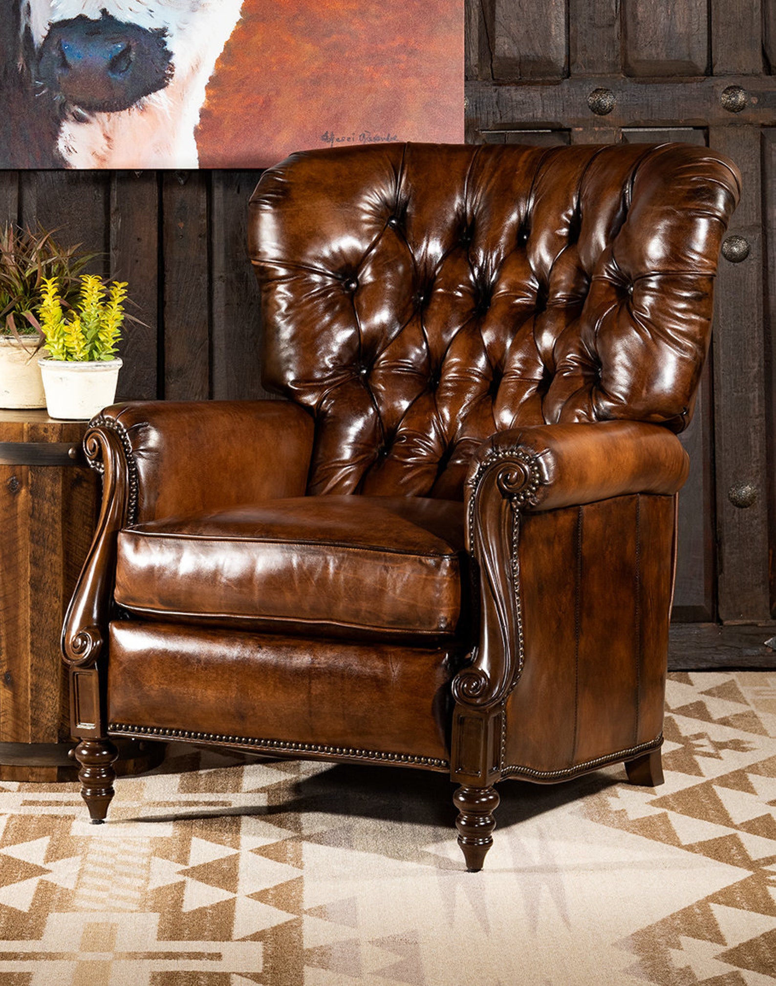 Camden Leather Recliner | Saddle Leather | Tufted | Traditional ...