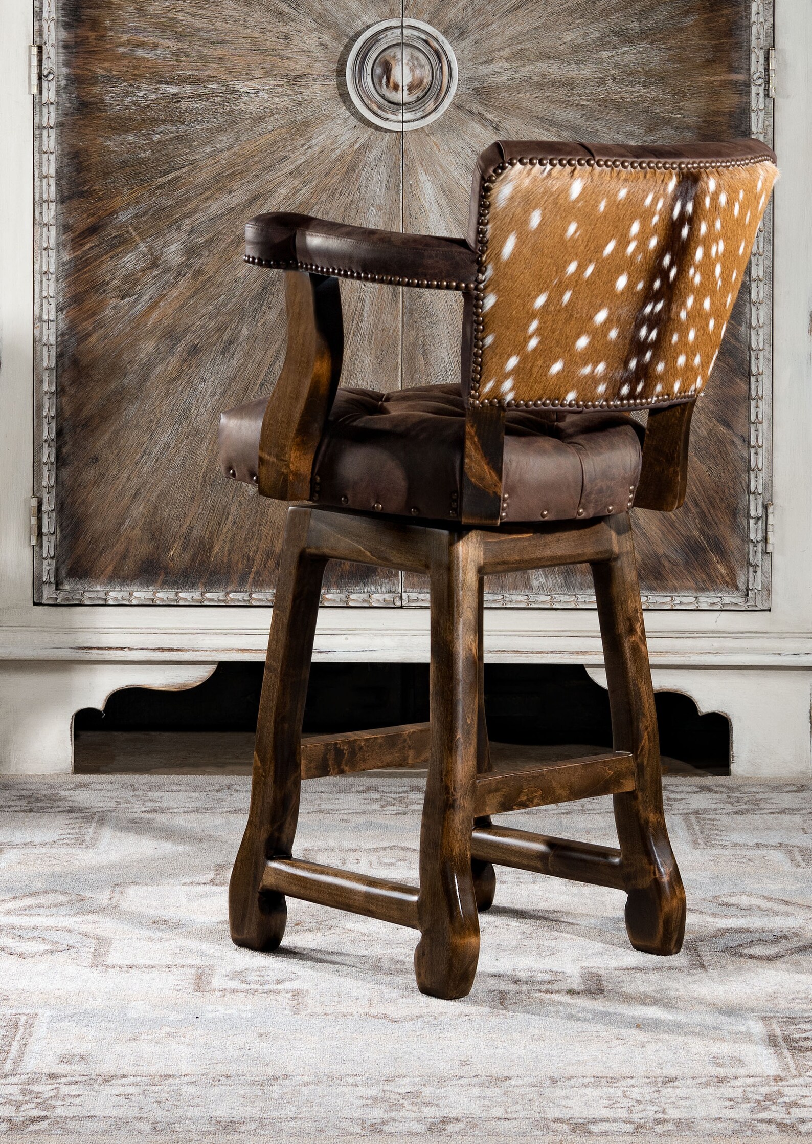 Chisum Axis Swivel Barstool With Arms | Ranch Style Bar Stool - Etsy