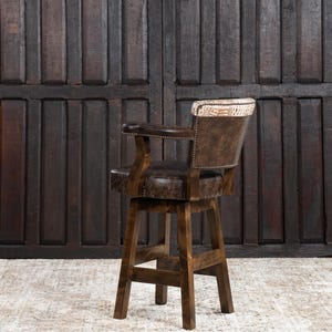 Aryanna Leather Swivel Barstool | Southwestern Western Style - Etsy