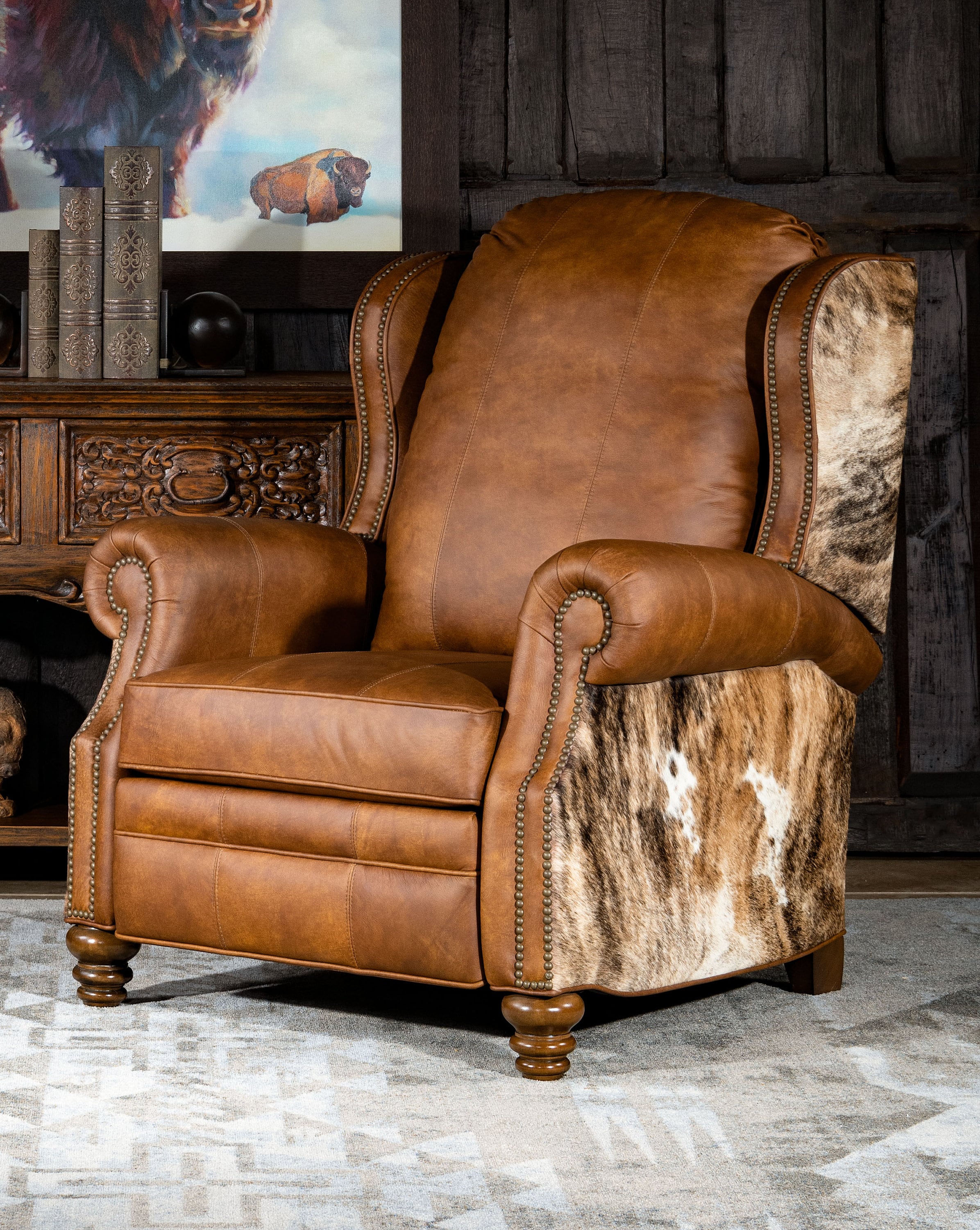 Cowboy Brindle Recliner | Leather | Cowhide | Oversized | High Quality ...