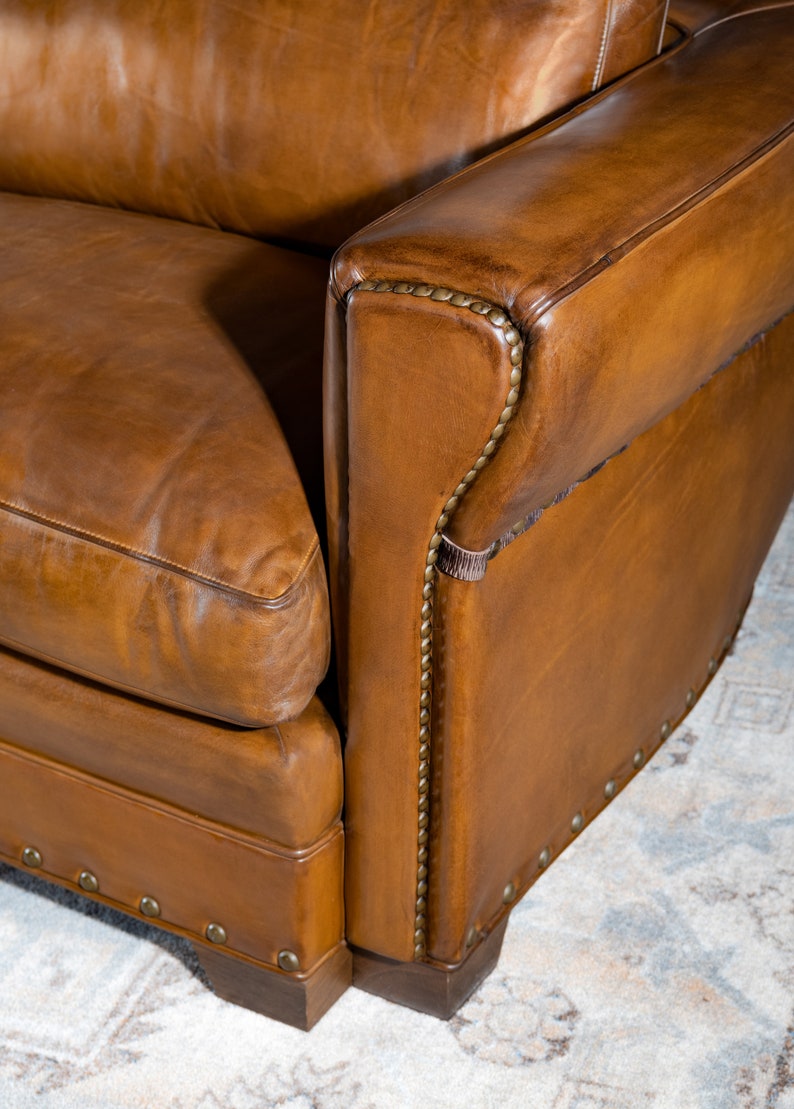 Drover Leather Sofa | Modern Rustic | American Made - Etsy