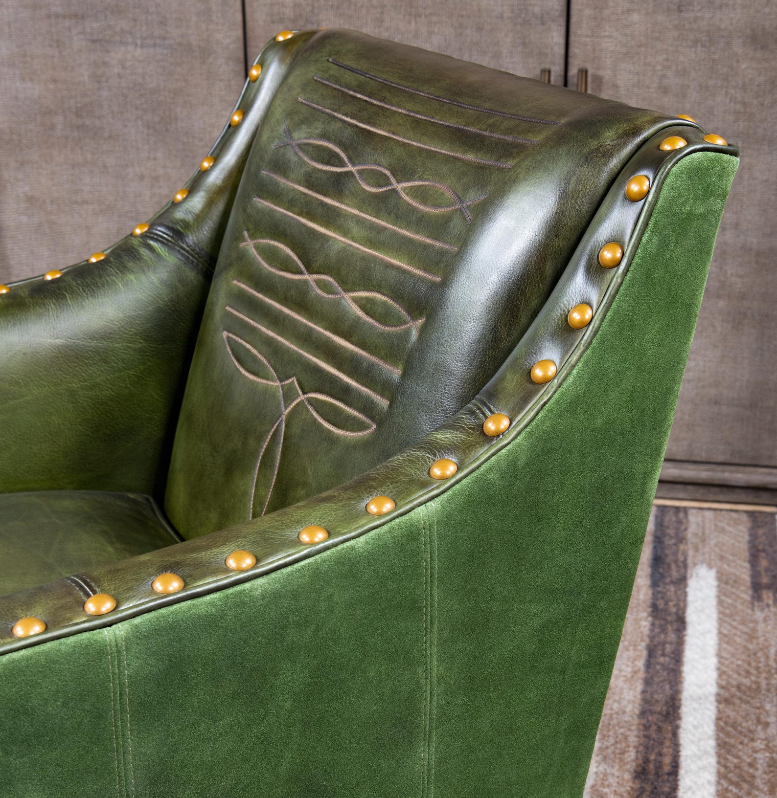 Cassidy Olive Leather Chair | Leather | Western | American Made - Etsy