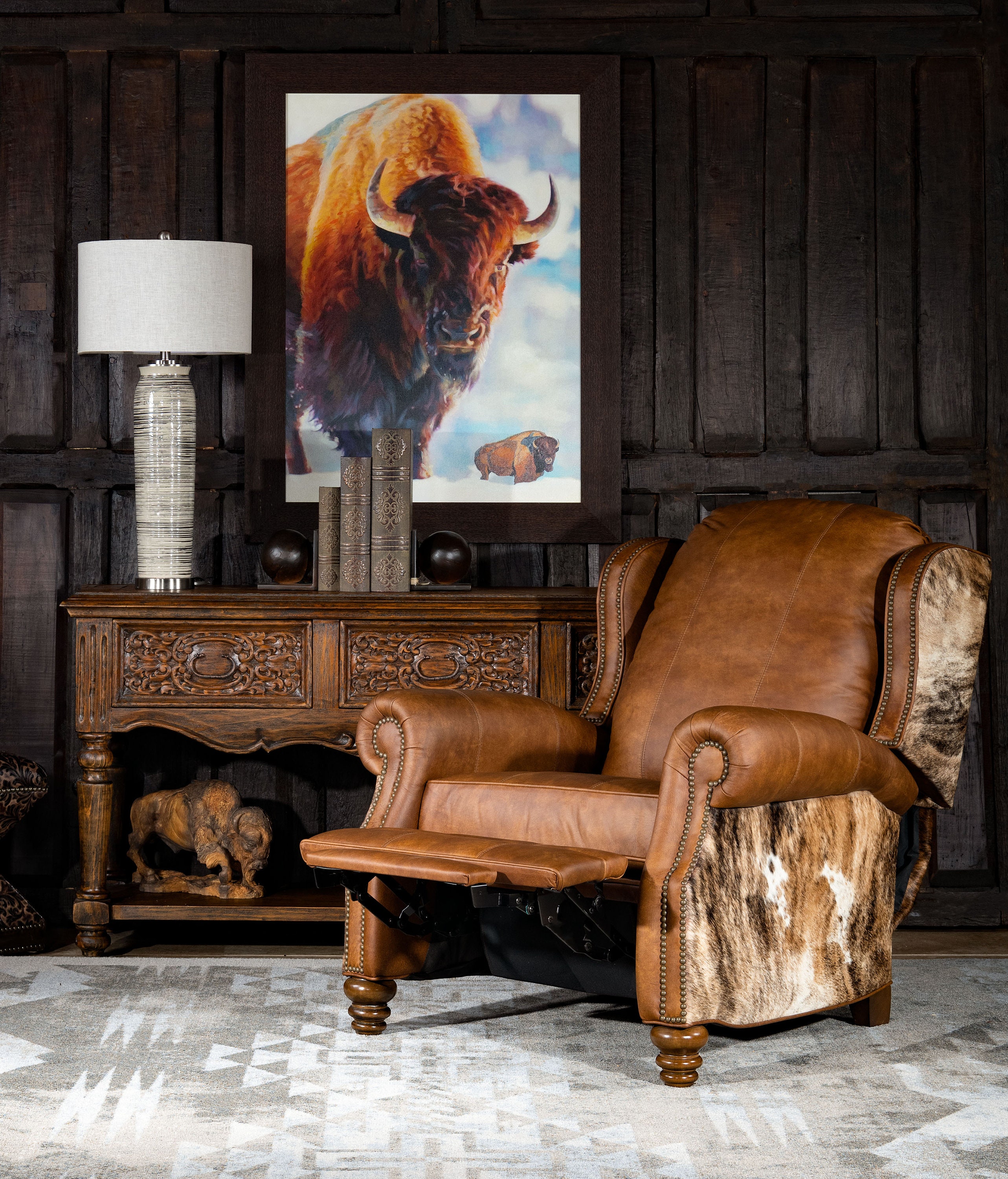 Cowboy Brindle Recliner | Leather | Cowhide | Oversized | High Quality ...