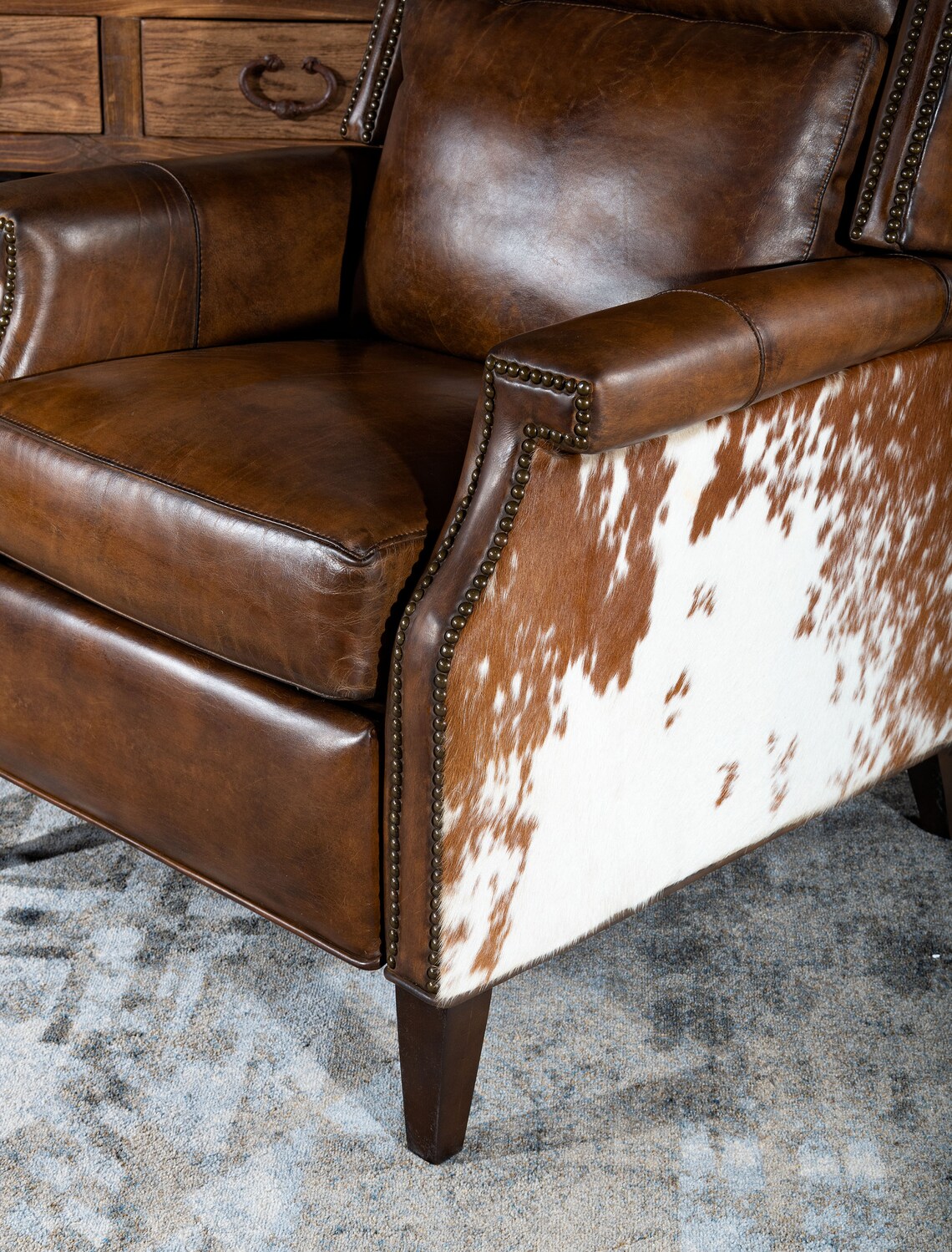 Wylie Leather Recliner | Cowhide | Bustle Back | Top Grain | High ...