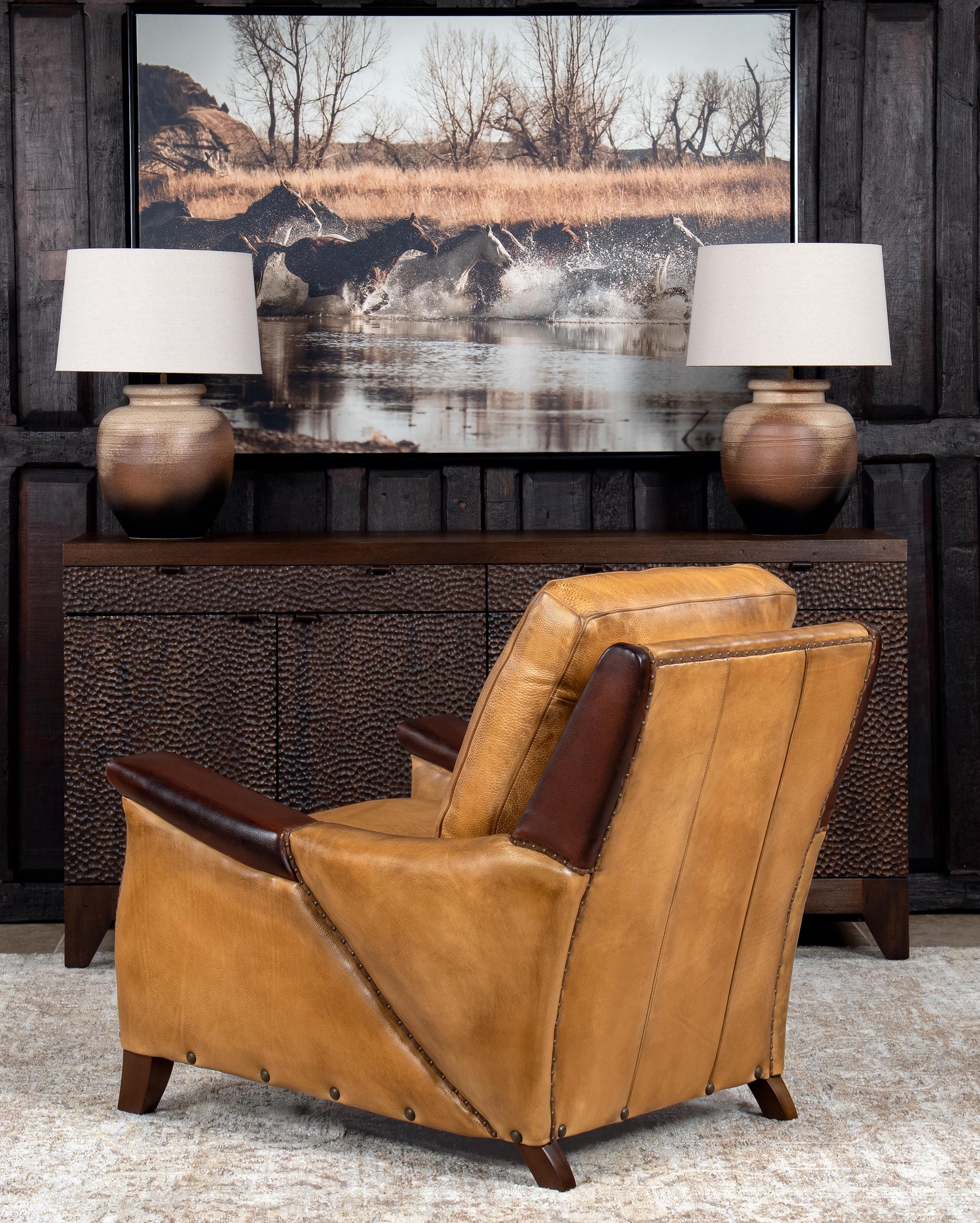 Lucky Pillow Back Leather Chair | Hand-burnished Full Grain, Western ...