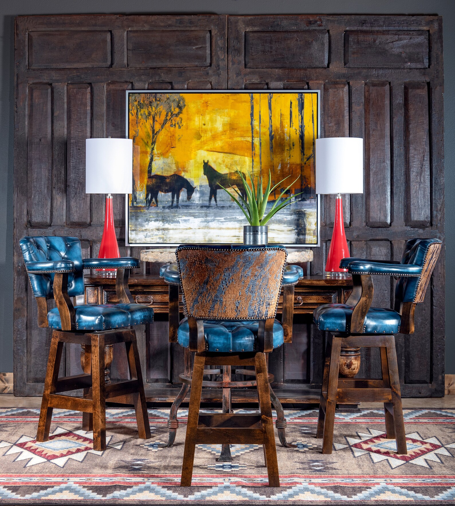 Chisum Bandera Barstool | Cowhide & Leather | American Made - Etsy