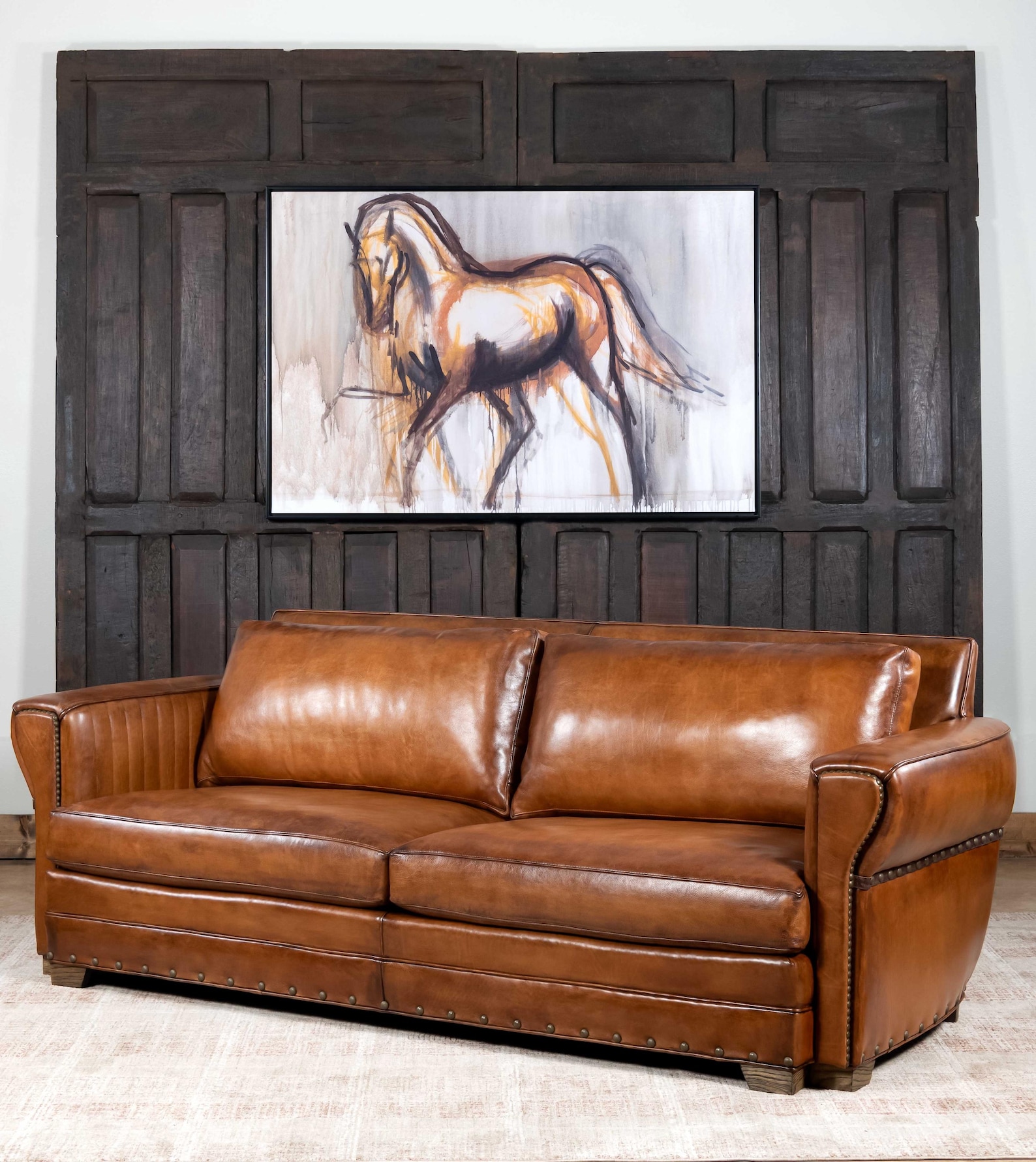 Drover Leather Sofa | Modern Rustic | American Made | 8 Way Hand Tied ...
