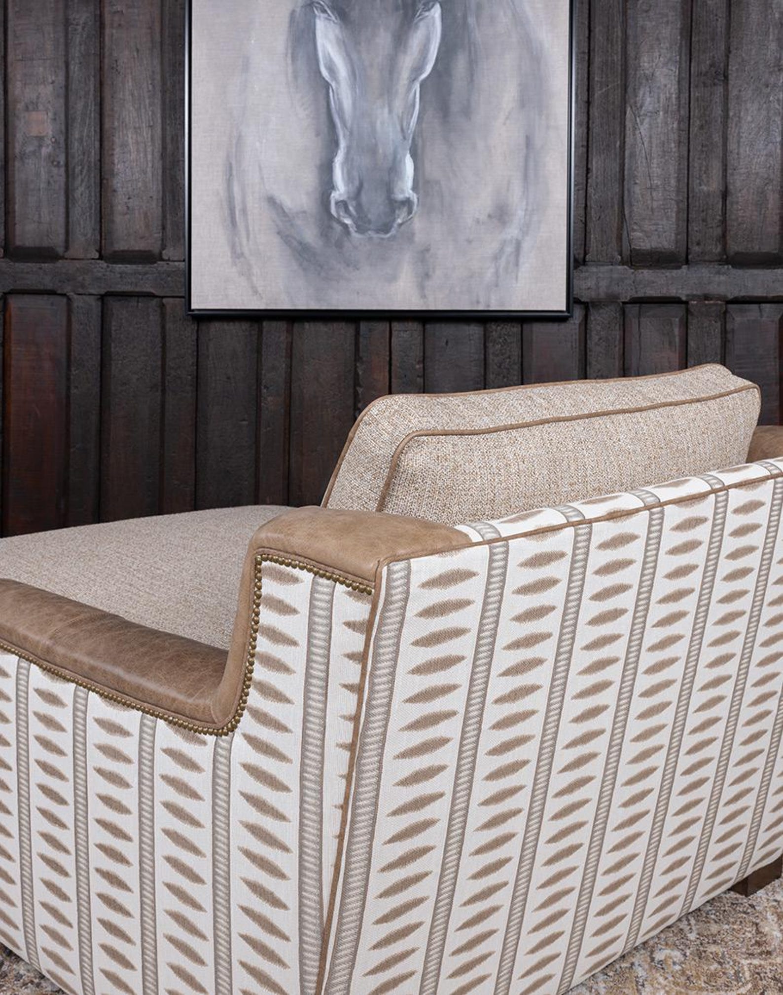 Leather Chaise Lounger | Western Style, Tweed Fabric, American Made - Etsy