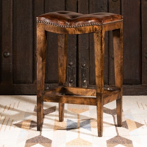 Cheyenne Saddle Stool | Rustic Charm | Western Leather | Ranch Style ...