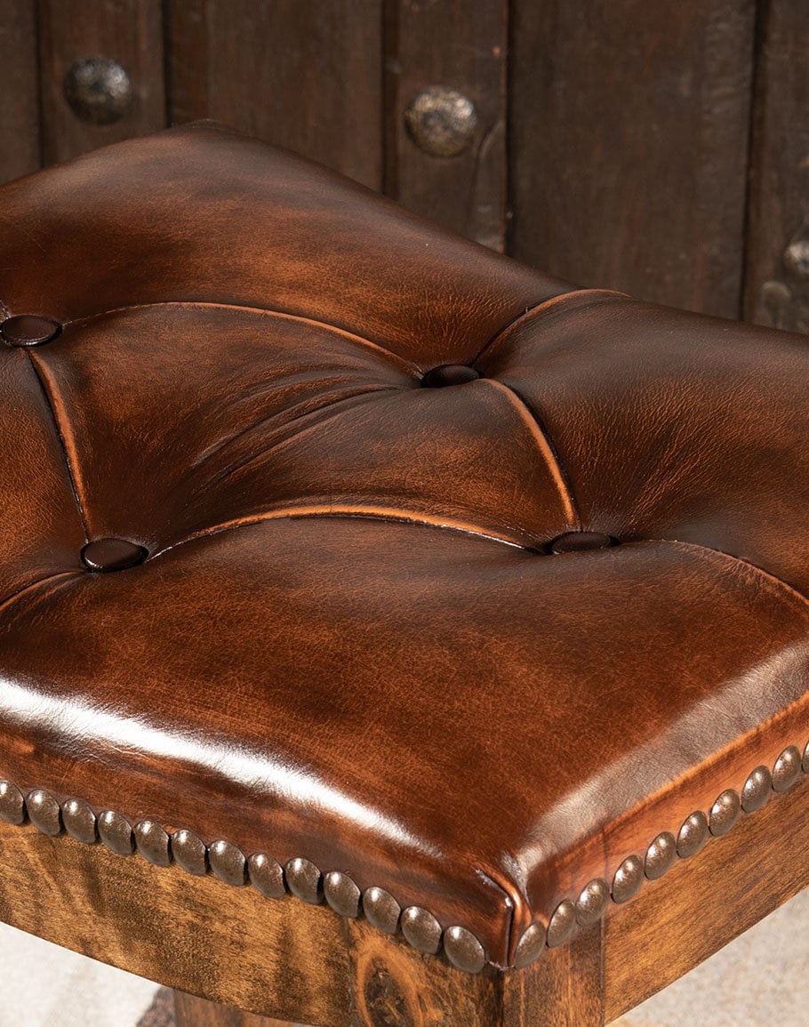 Cheyenne Saddle Stool | Rustic Charm | Western Leather | Ranch Style ...