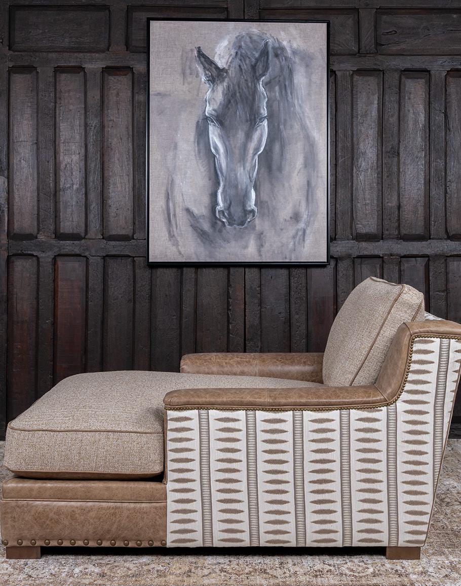 Leather Chaise Lounger | Western Style, Tweed Fabric, American Made - Etsy