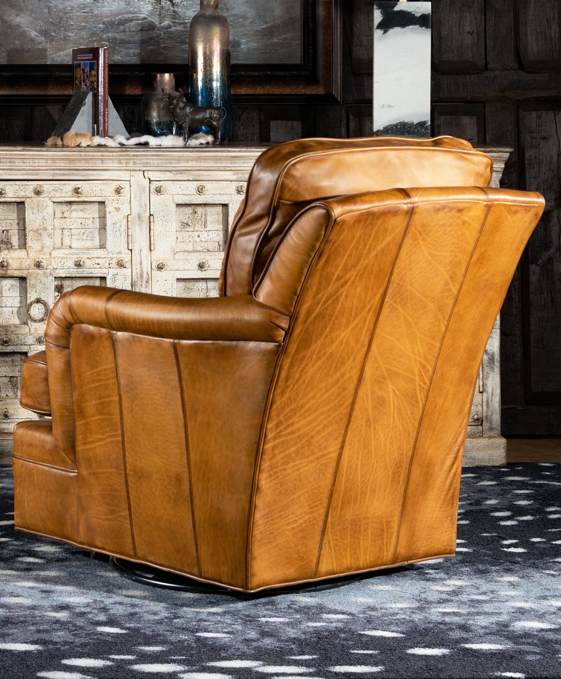 Dutton Swivel Glide Chair Fine Leather Furniture American Made - Etsy