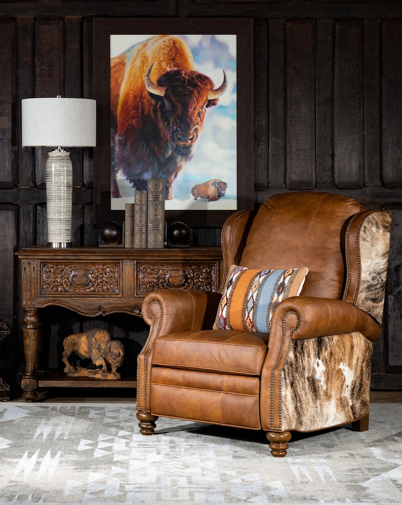 Cowboy Brindle Recliner | Leather | Cowhide | Oversized | High Quality ...