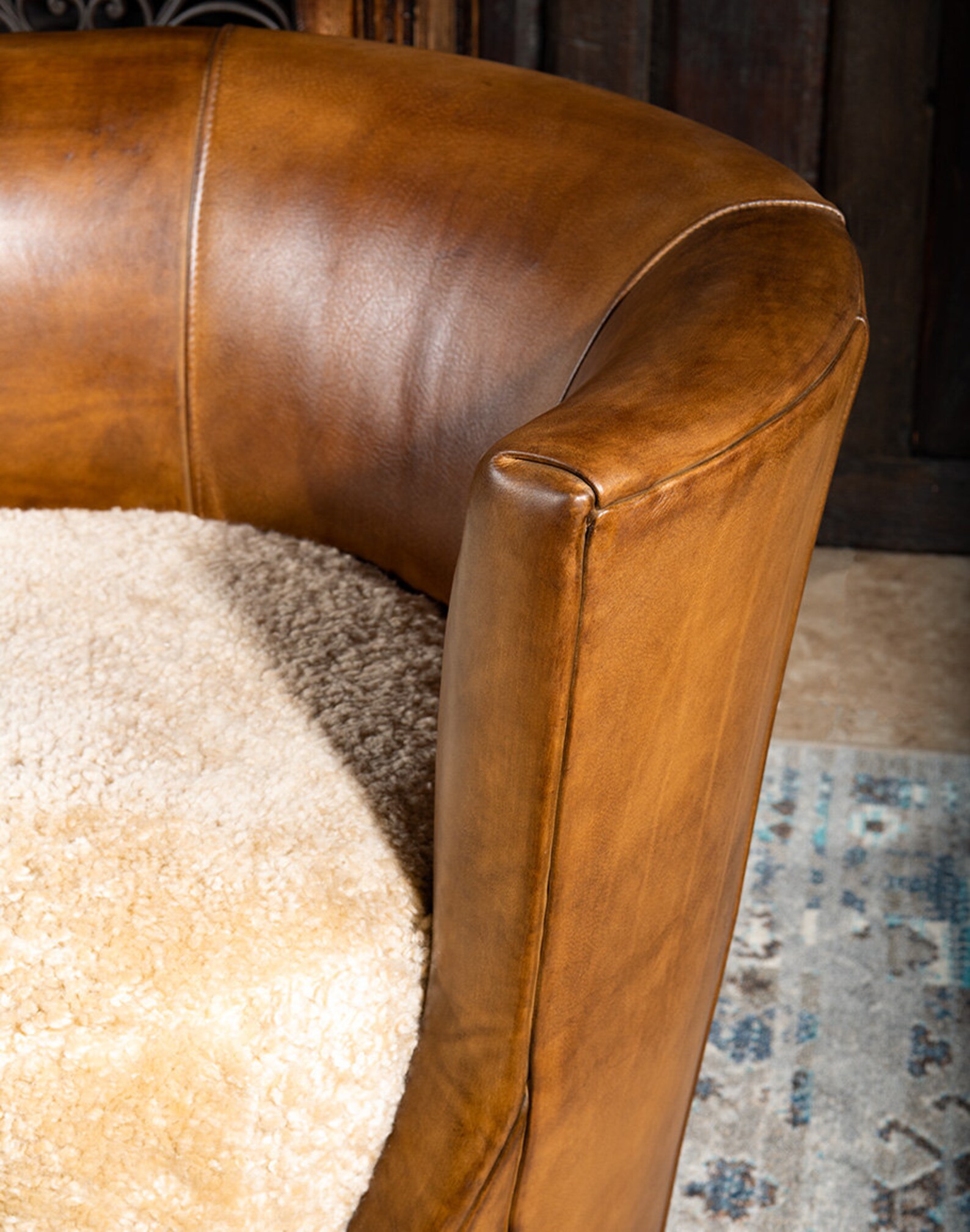 Taos Swivel Chair | Fine Rustic Elegance | Shearling | American Made ...