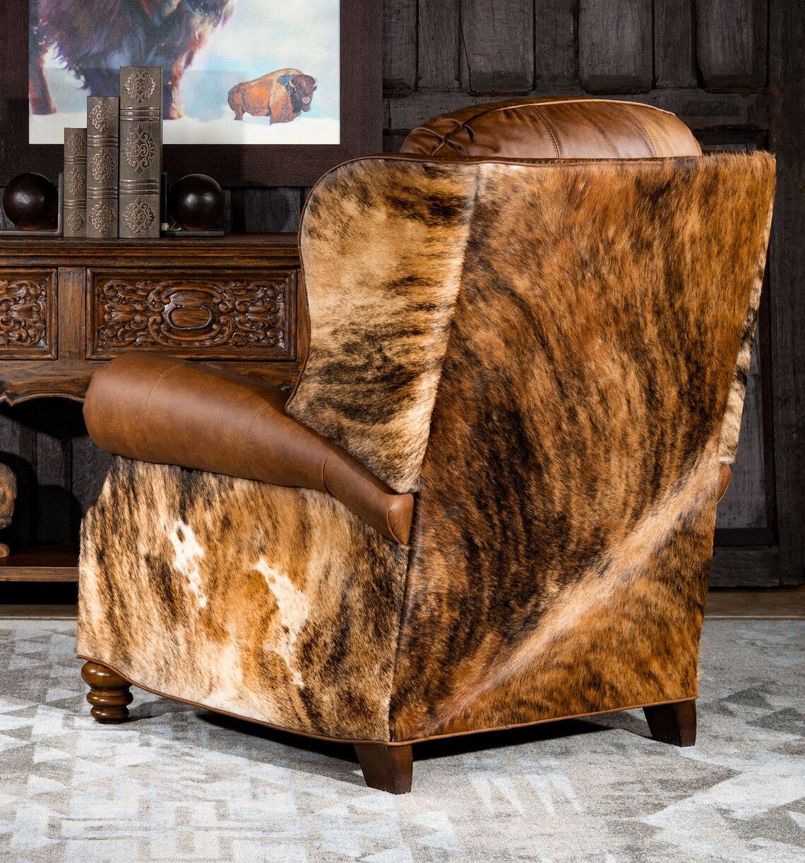 Cowboy Brindle Recliner | Leather | Cowhide | Oversized | High Quality ...