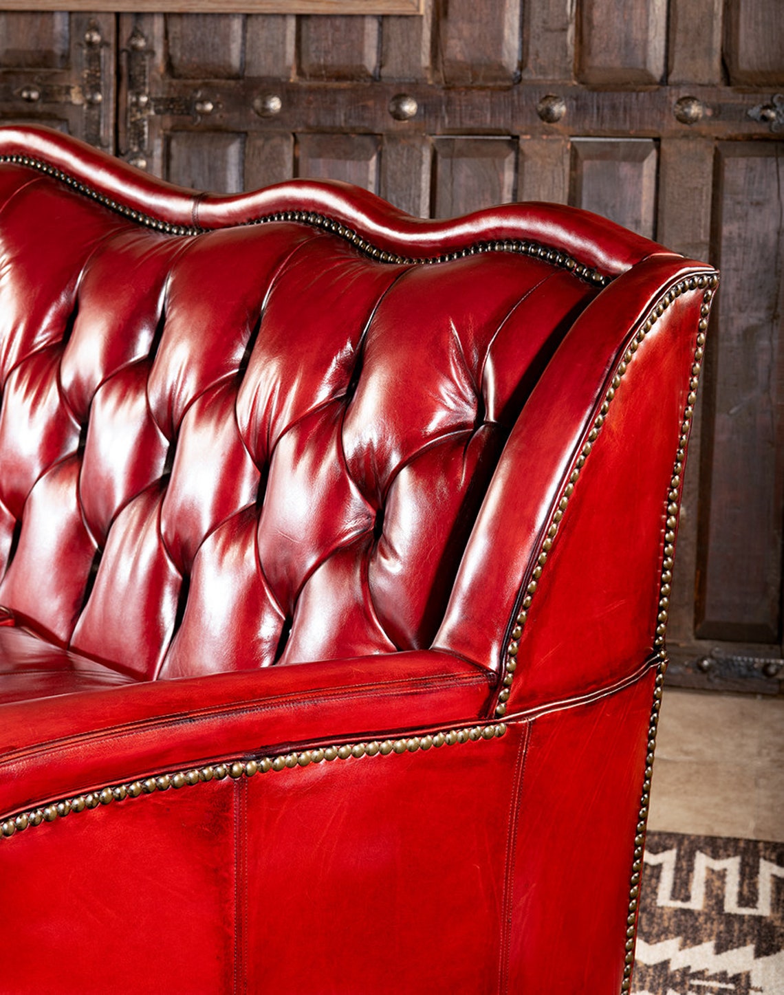 Oakley Red Leather Sofa | Tufted | Top Grain | American Made | High ...