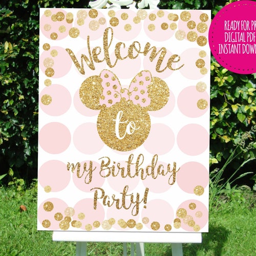 Printable Disney Party Welcome Sign Minnie Birthday Party - Etsy
