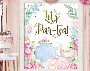 TEA PARTY Sign Tea for Two Printable Poster Instant Download | Etsy