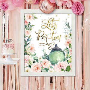 TEA PARTY Sign Printable Let's Par-tea, Welcome Tea for Two Printable ...