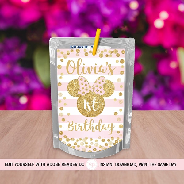 Label Template Minnie Mouse - Etsy