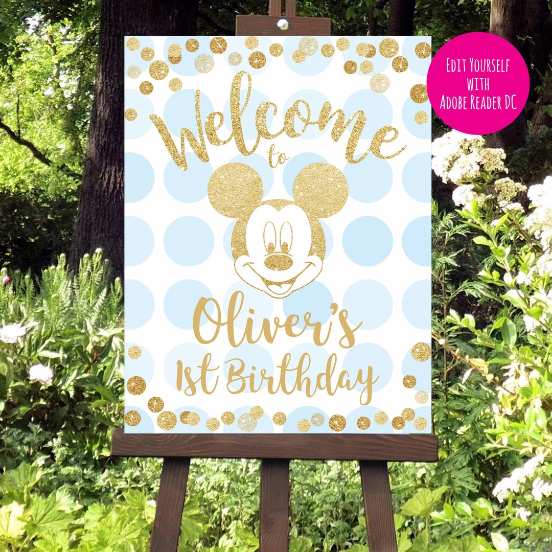 Welcome Sign Mickey Mouse Birthday, Mickey Mouse Editable Welcome ...
