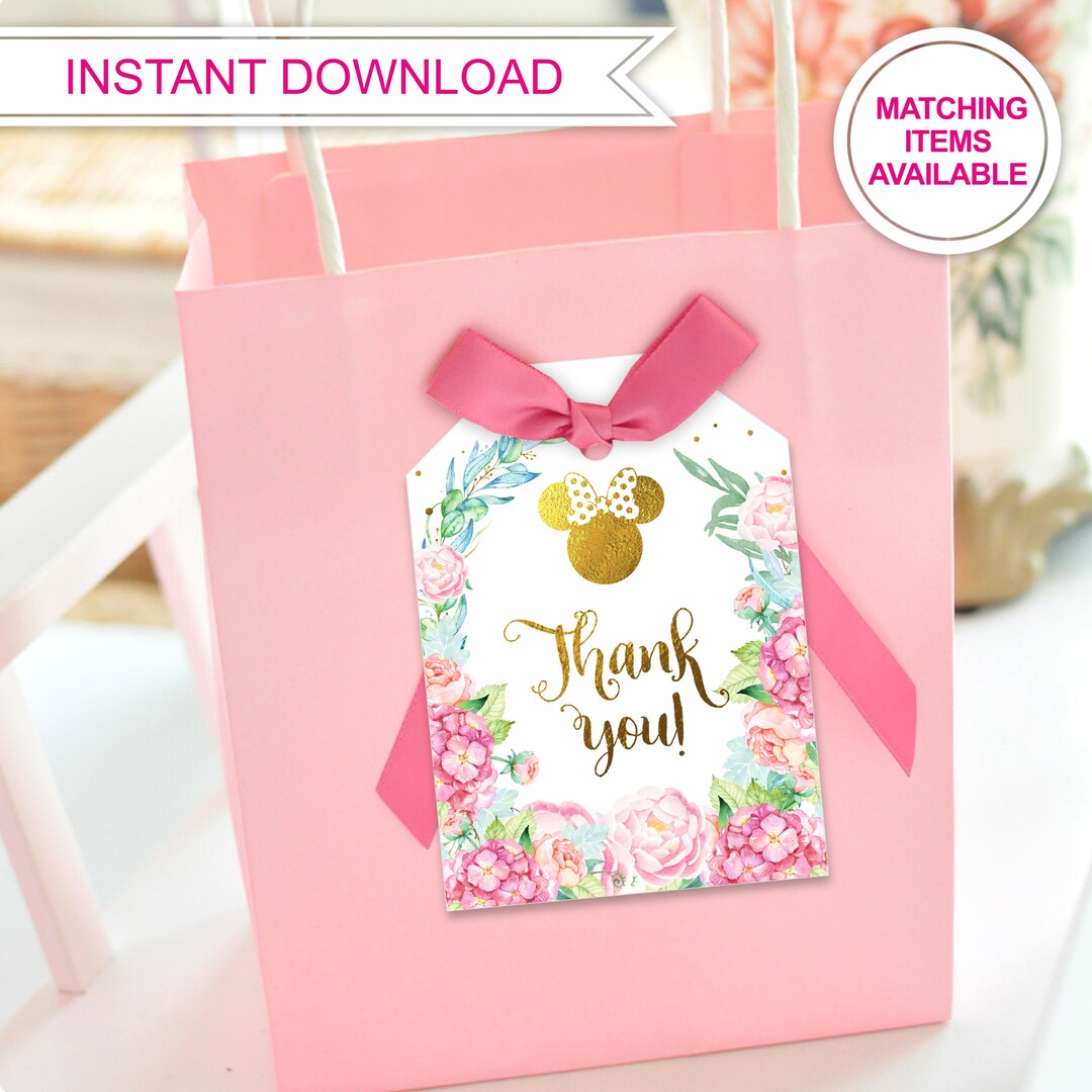 MINNIE MOUSE Favor Tag Ready for Print, Birthday Party Minnie Mouse ...
