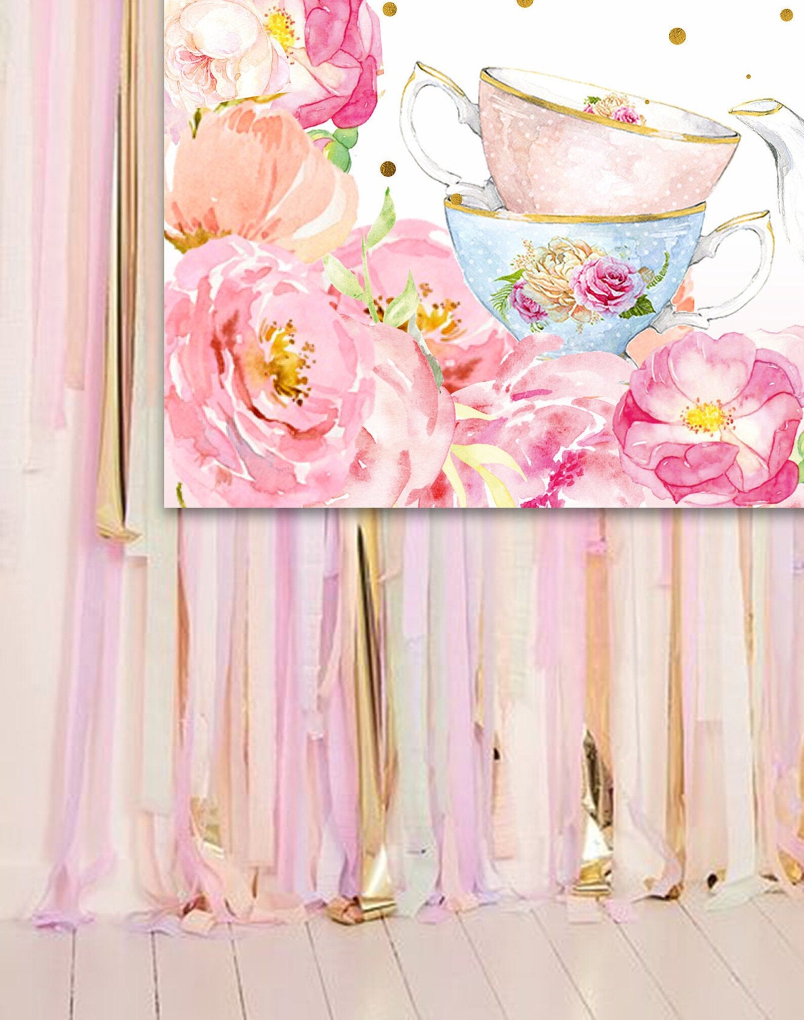 TEA BACKDROP Tea Editable PDF Wall Backdrop Tea Birthday | Etsy