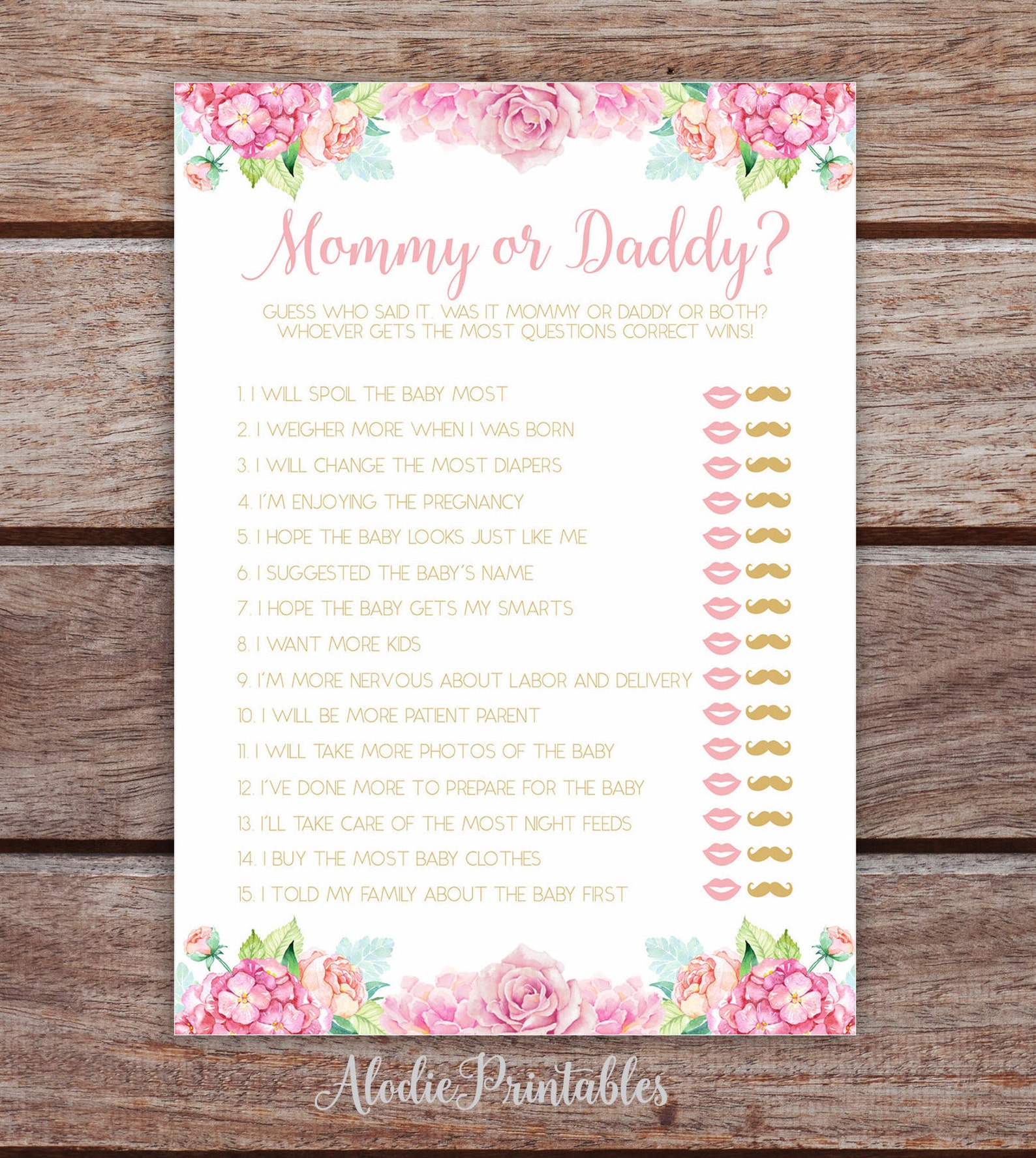 Baby Shower Games Guess Who Mommy or Daddy Game Mom or Dad - Etsy