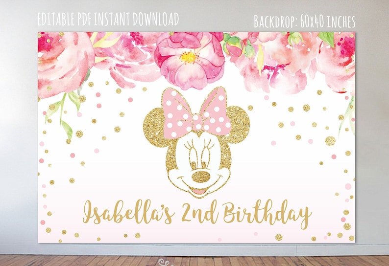 MINNIE MOUSE Wall Backdrop Minnie Mouse Editable PDF | Etsy