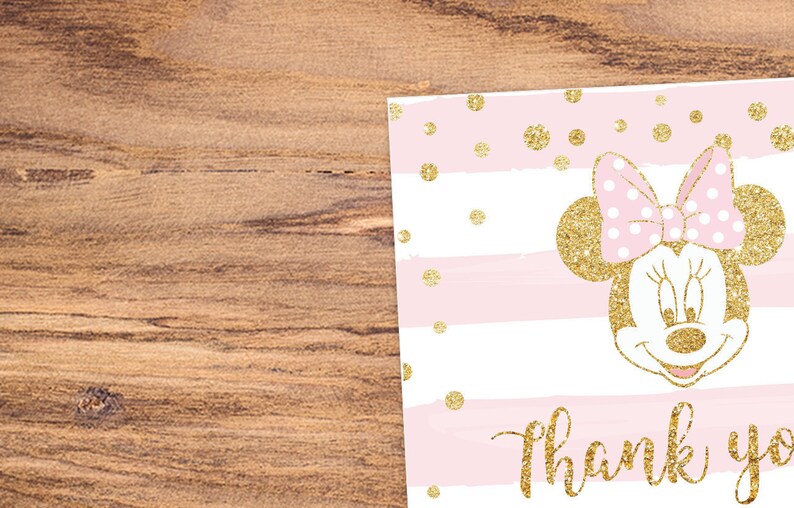 Thank You Card Minnie Mouse Thank You Note Template Oh - Etsy