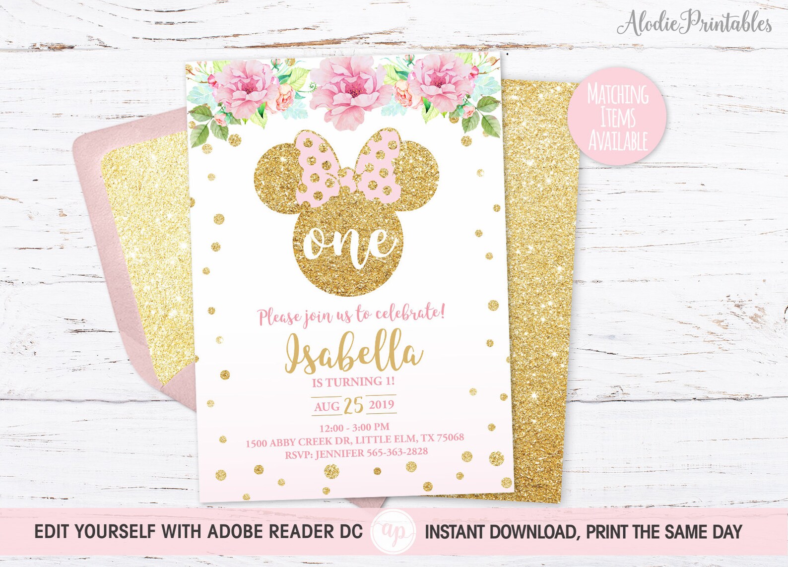 MINNIE MOUSE 1st Birthday Invitation Girl First Birthday | Etsy