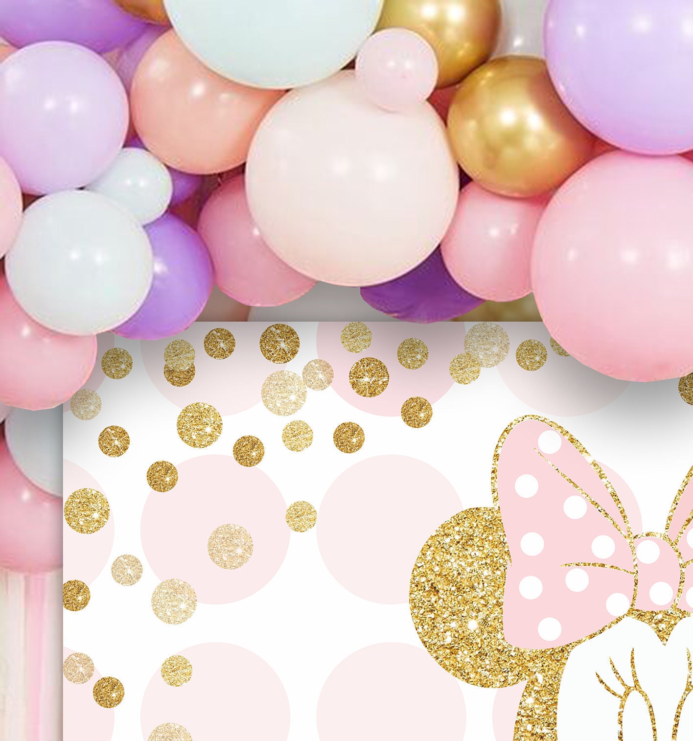 MINNIE MOUSE Backdrop Minnie Mouse Editable PDF Wall Decal | Etsy