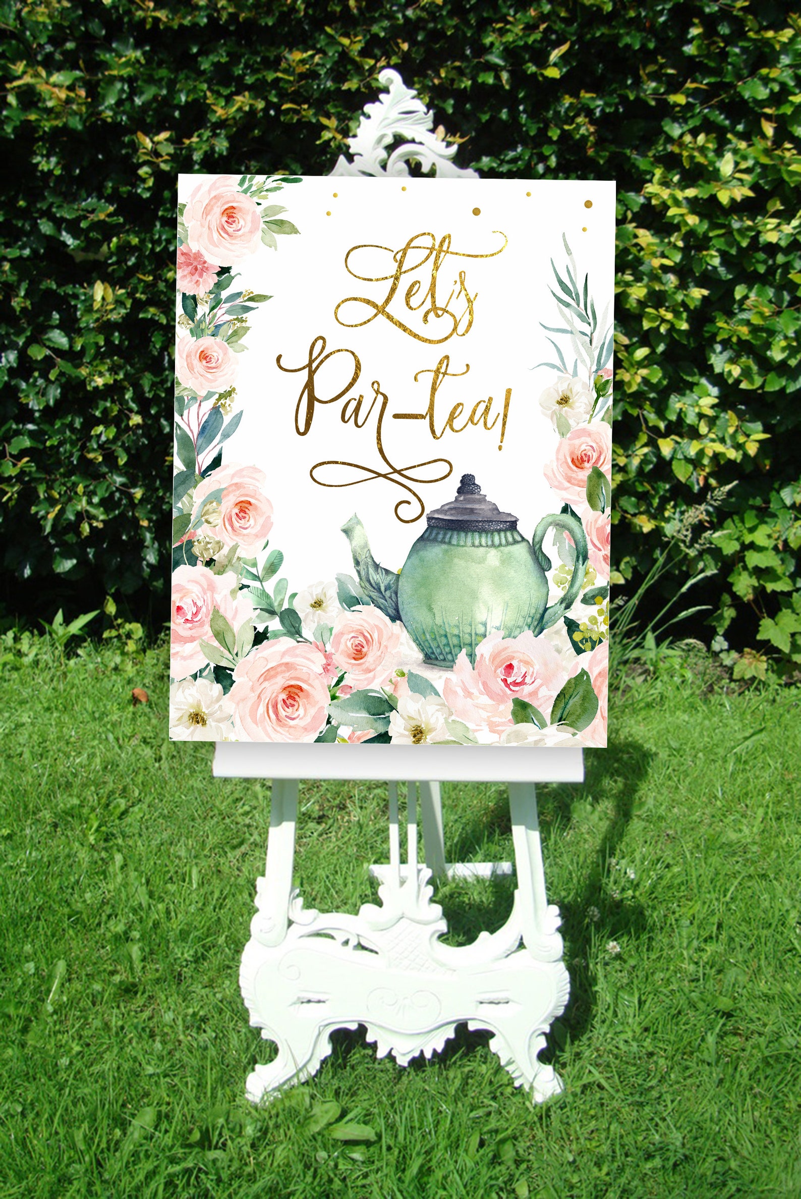 TEA PARTY Sign Printable Let's Par-tea Welcome Tea for - Etsy