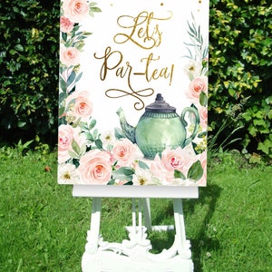 TEA PARTY Sign Printable Let's Par-tea, Welcome Tea for Two Printable ...