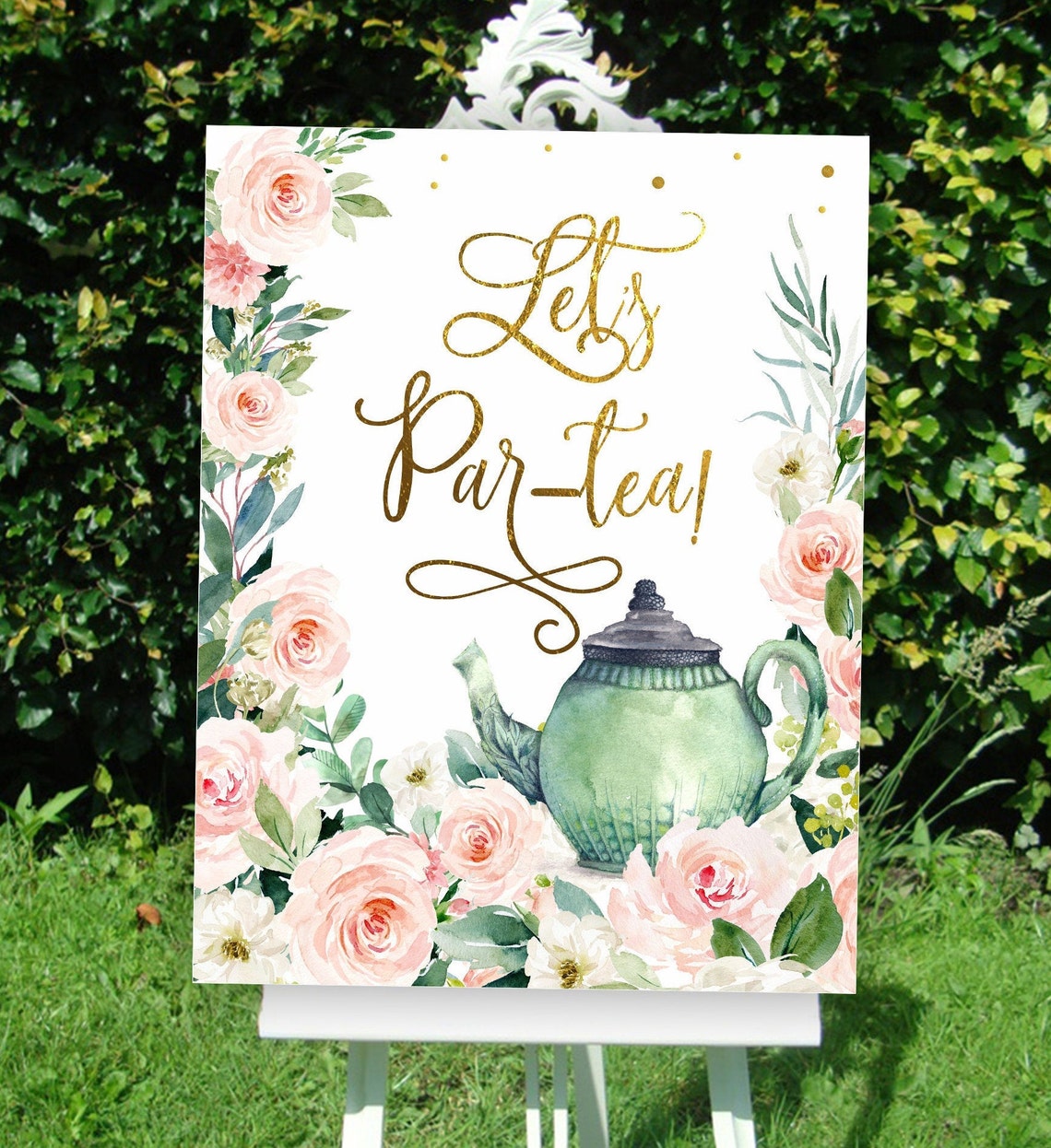 TEA PARTY Sign Printable Let's Par-tea Welcome Tea for - Etsy