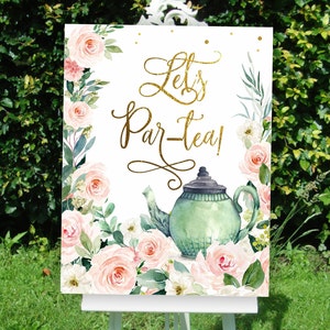 TEA PARTY Sign Printable Let's Par-tea, Welcome Tea for Two Printable ...